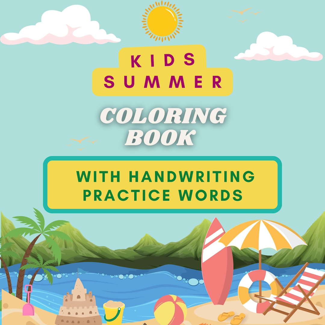 Summer Coloring Pages: Handwriting Practice for Kids (PDF Download) - Etsy