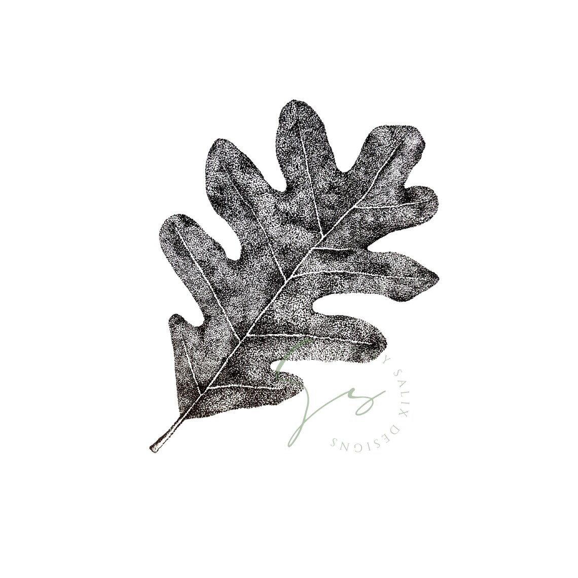 Oak Leaf Art Print - Ink Pointillism - Etsy