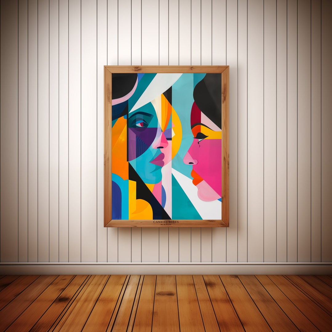 Cubist Women Faces Art Print: Vibrant Geometric Pop Art (digital ...