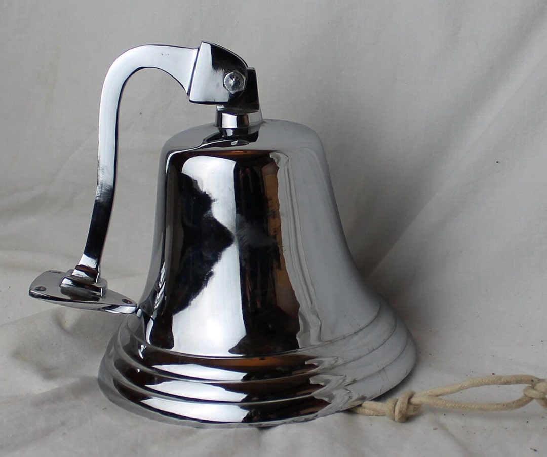 Superb Ship's Bell, 16 Cm Tall, Vintage Chrome With Clapper/ringer - Etsy