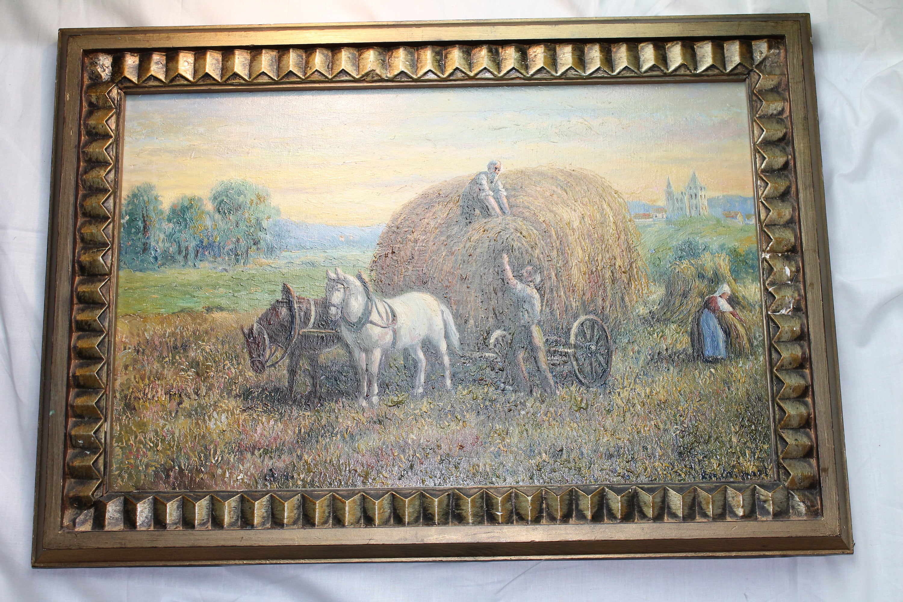 The Hay Harvest Oil on Canvas Painting fin du XIXe siècle | Etsy