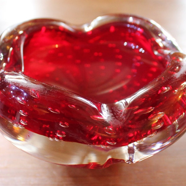 Red Glass Ashtray - Etsy