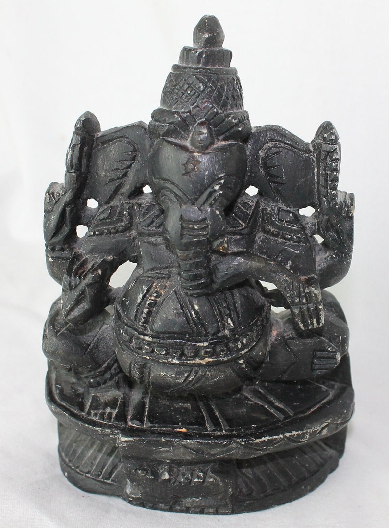 Hindu Lord Ganesha Small Stone Statue, Hindu God of Success, Mini ...