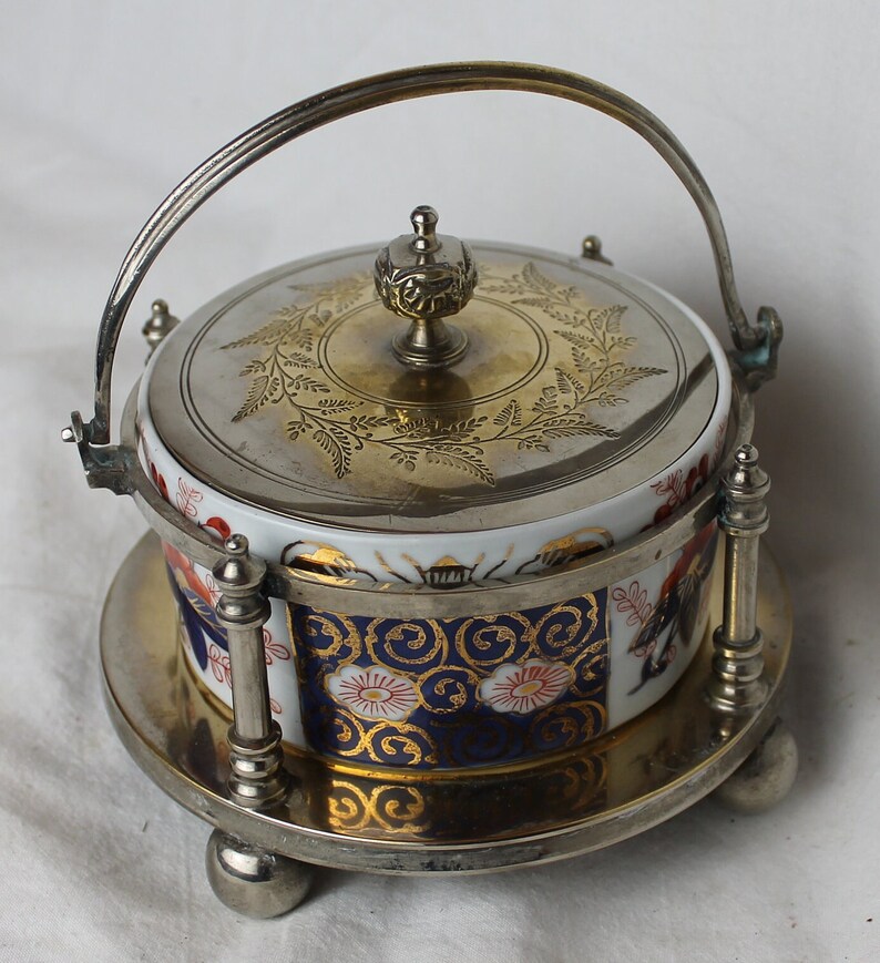 Decorative Butter Dish/ Preserve / Jam Pot Ceramic Gold and Blue ...
