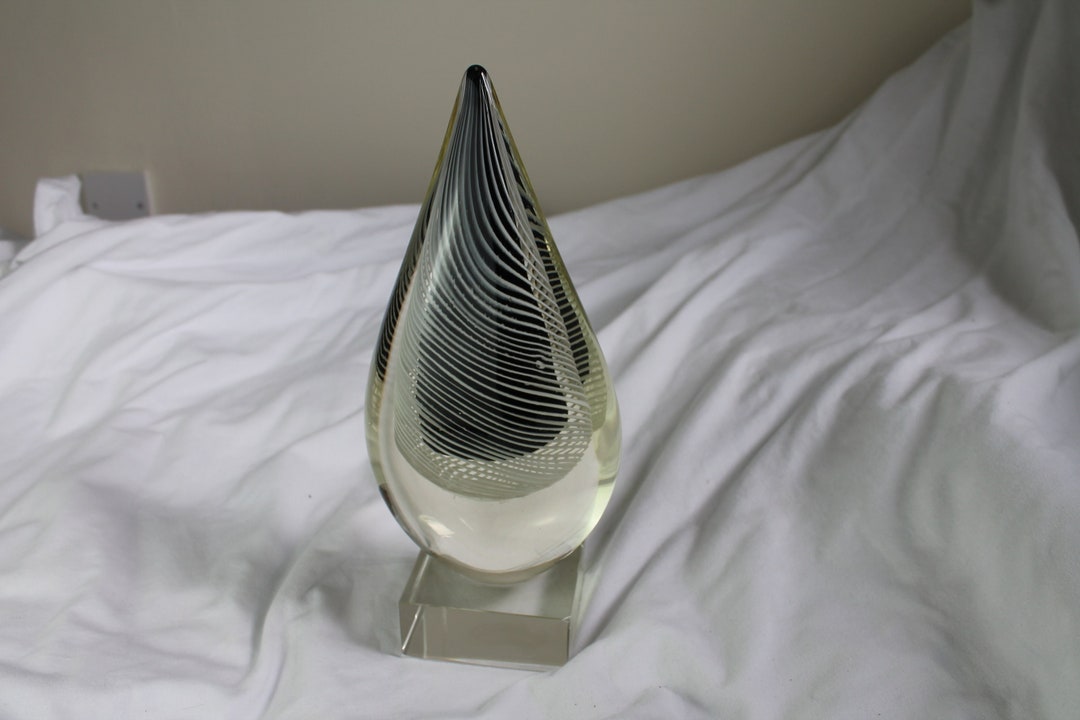 Heavy Glass Tear Drop Shaped Ornament, Award or Trophy; Vintage Hand ...