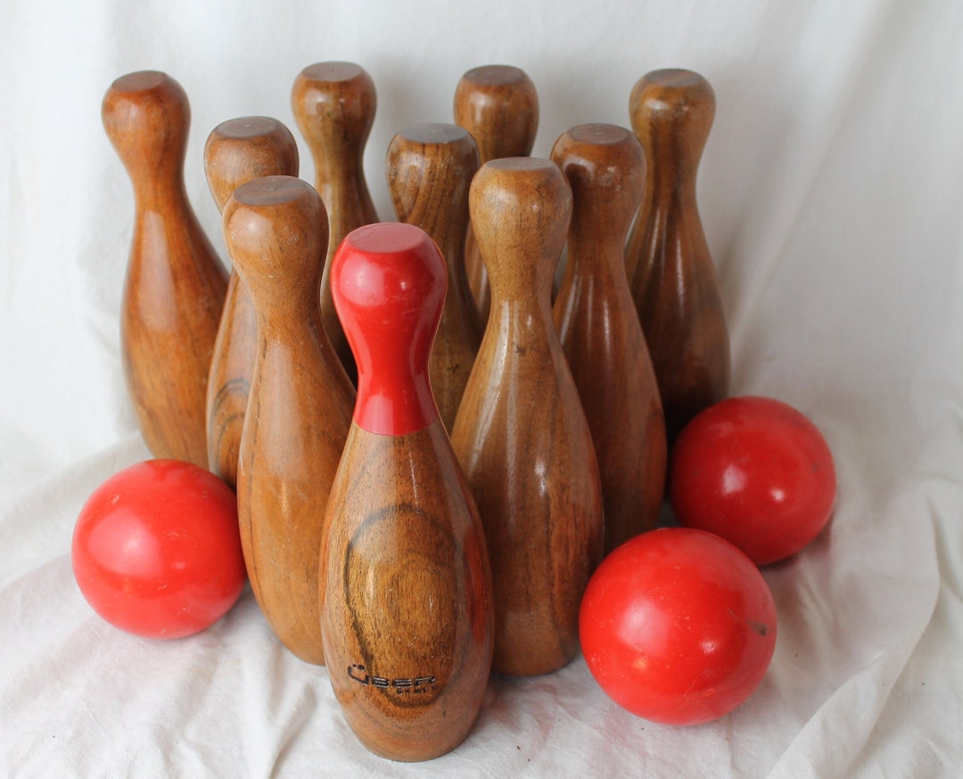 Uber Wooden Skittles / Bowling Game Set, Vintage Traditional Set With ...