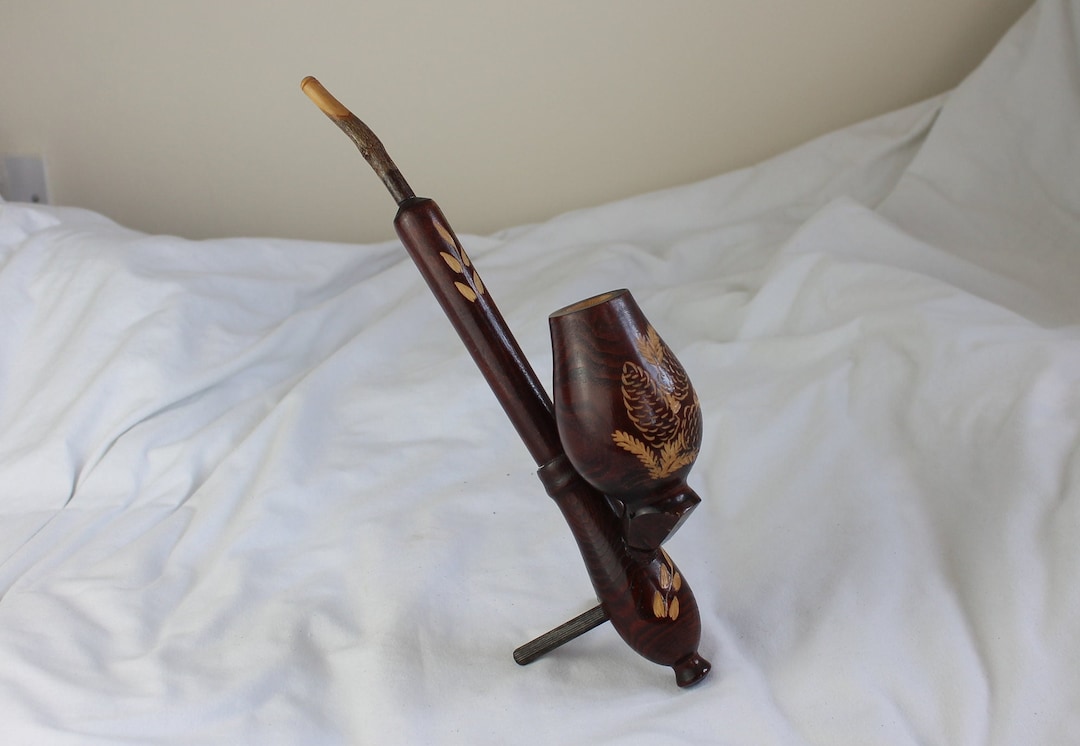Decorative Tobacco Pipe, Black Forest Wooden Pipe, Decorated With Pine ...