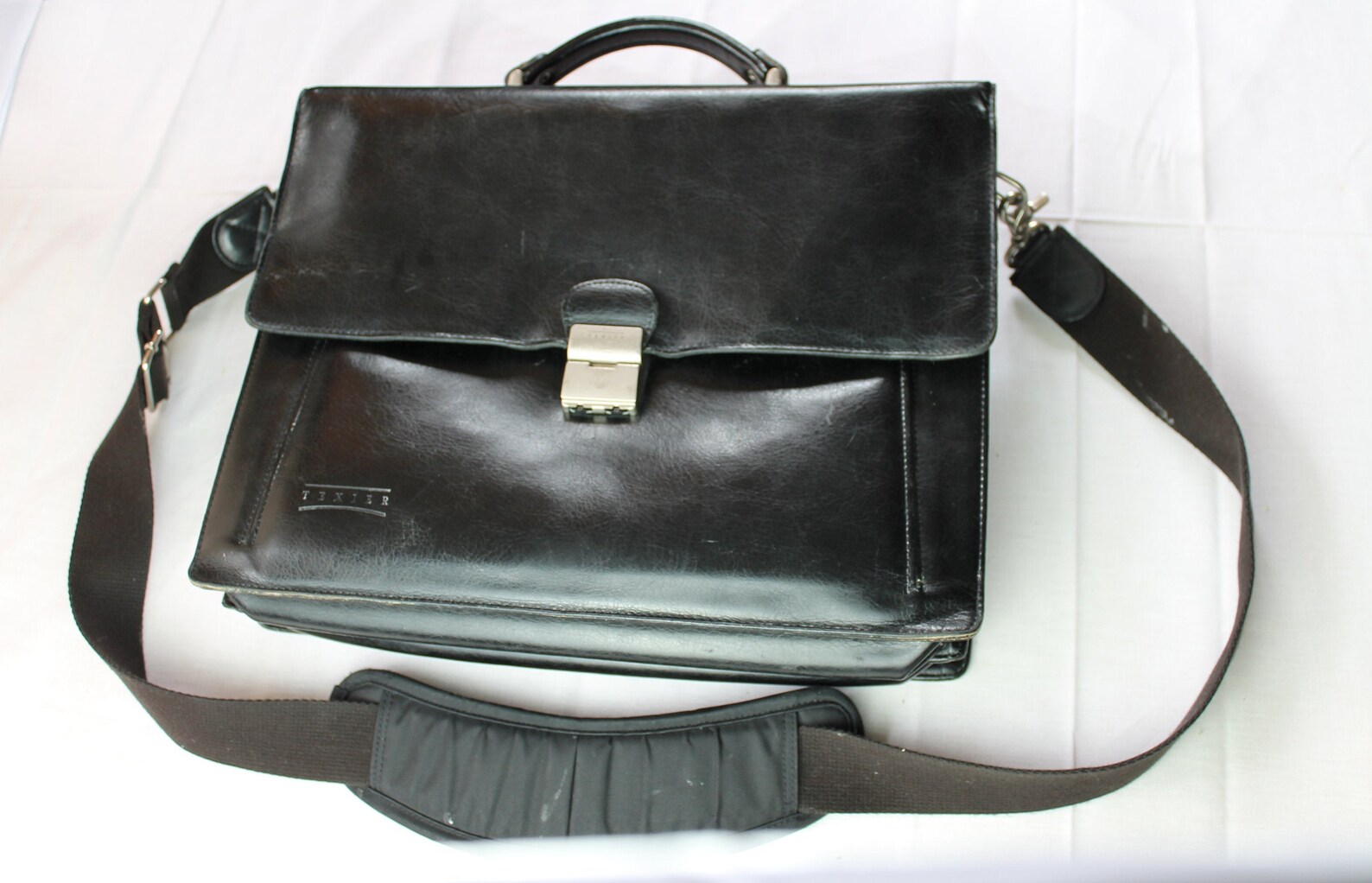 Exceptional Quality Texier Black Leather Briefcase or Shoulder Bag ...