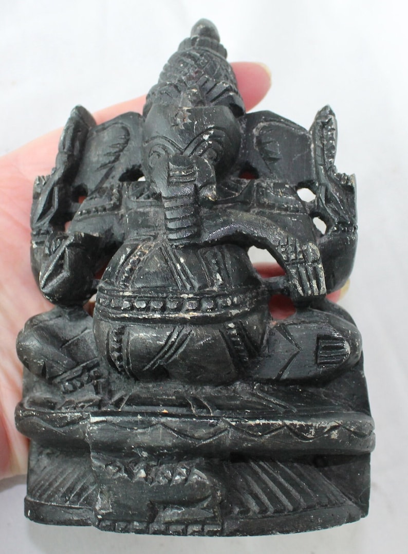 Hindu Lord Ganesha Small Stone Statue, Hindu God of Success, Mini ...