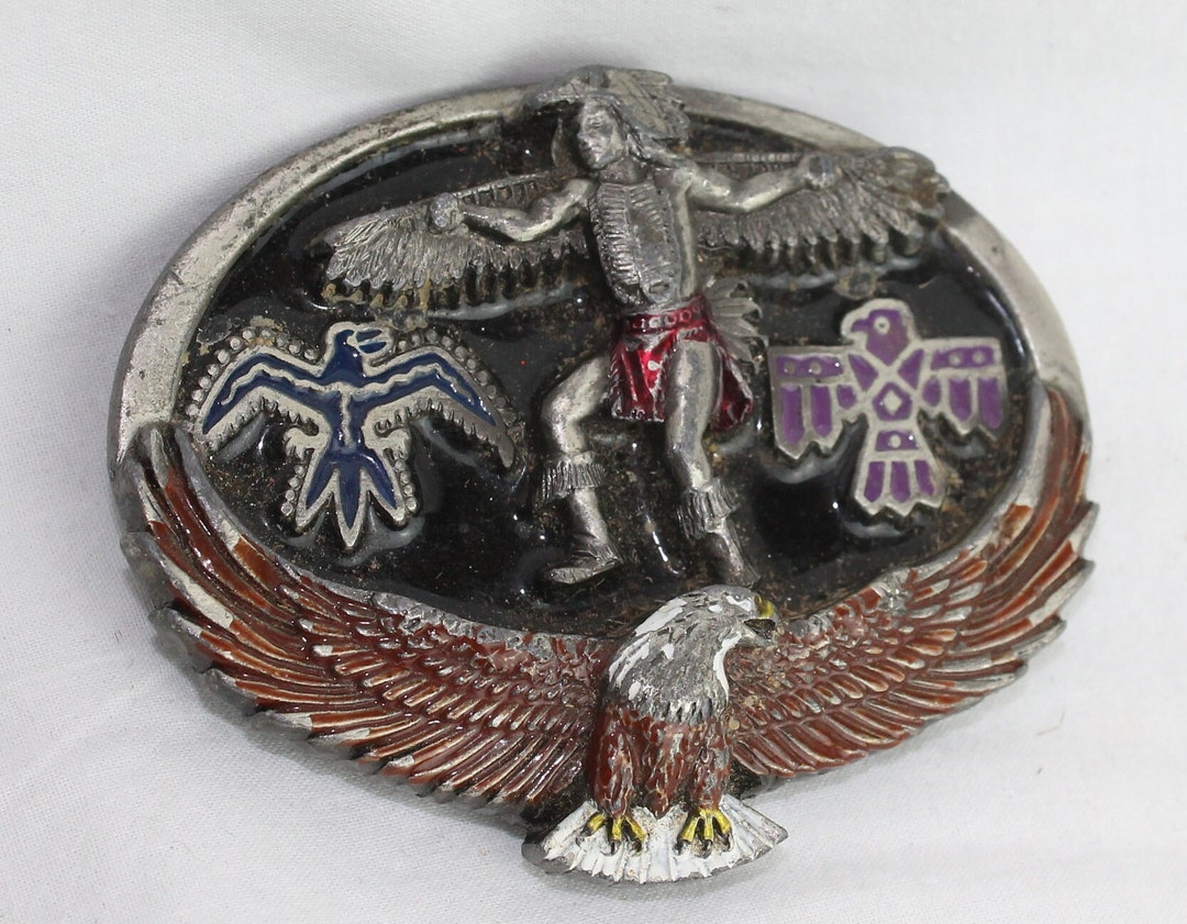 Vintage Eagle Man Oval Belt Buckle: American Indian Style - Etsy Australia