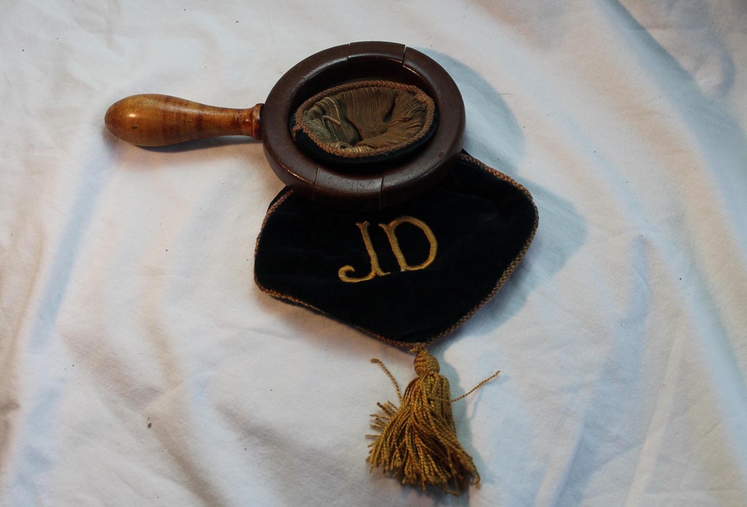 Church Collection Velvet Bag, Early Victorian, Vintage Offertory Bag ...