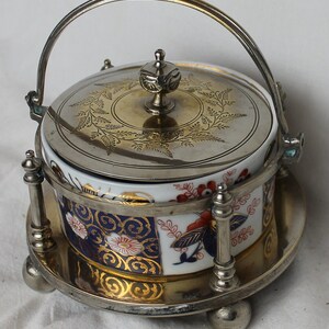 Decorative Butter Dish/ Preserve / Jam Pot - Ceramic Gold and Blue ...