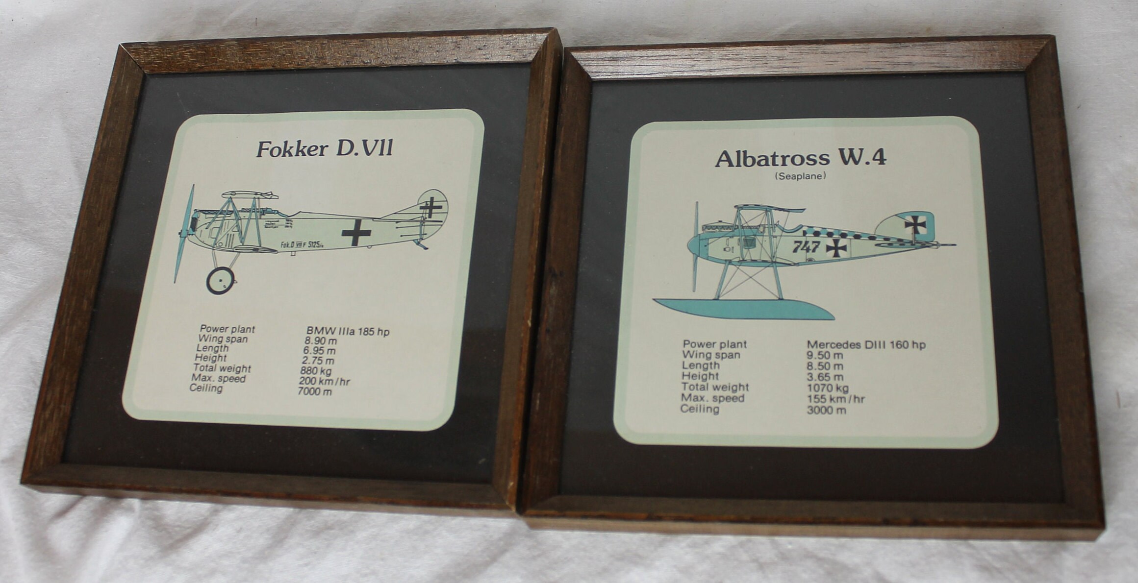 Vintage Framed World War One Aircraft Prints: Owain Bell Drawings (set ...