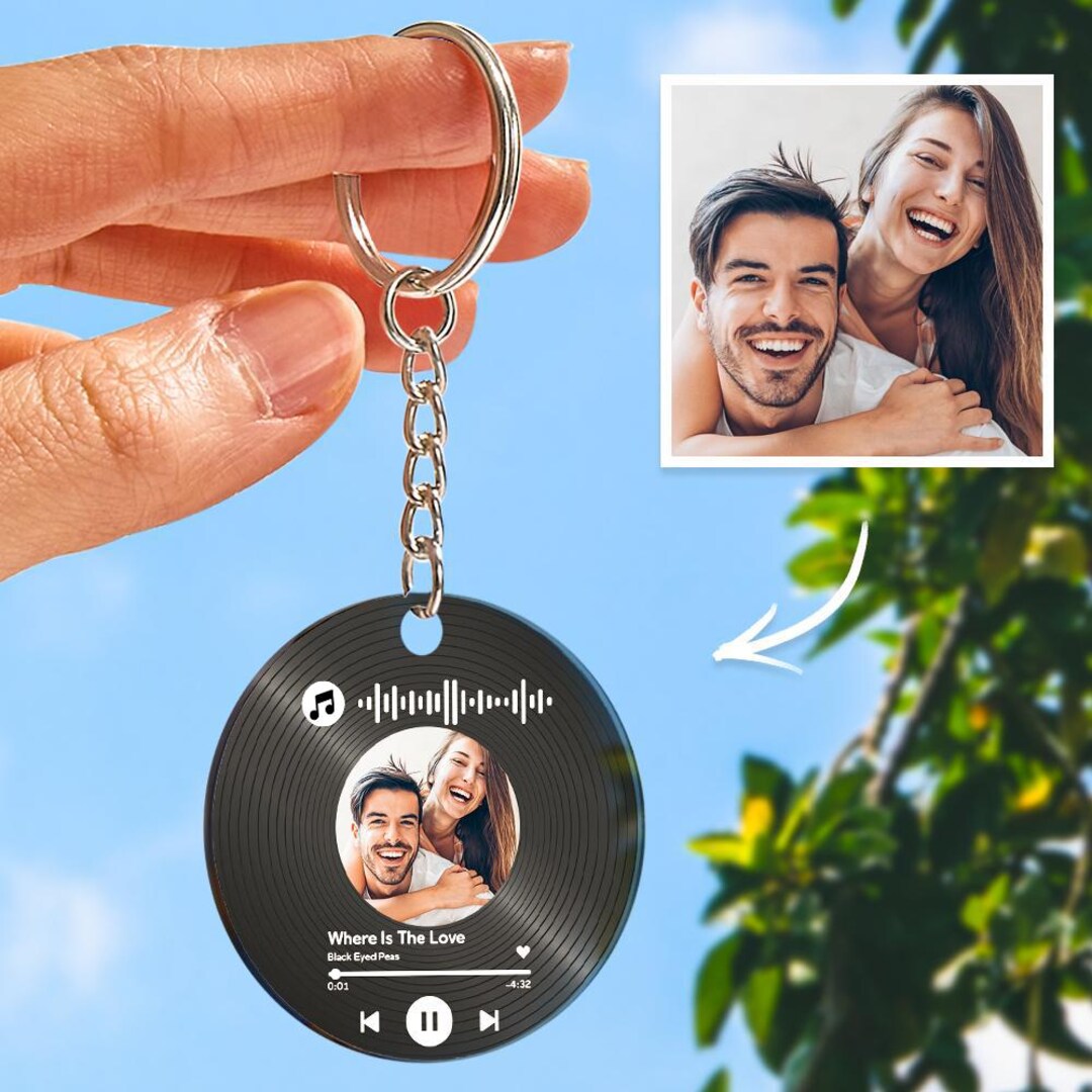 Custom Spotify Music Keychain With Photo, Acrylic Scannable Song Plaque ...