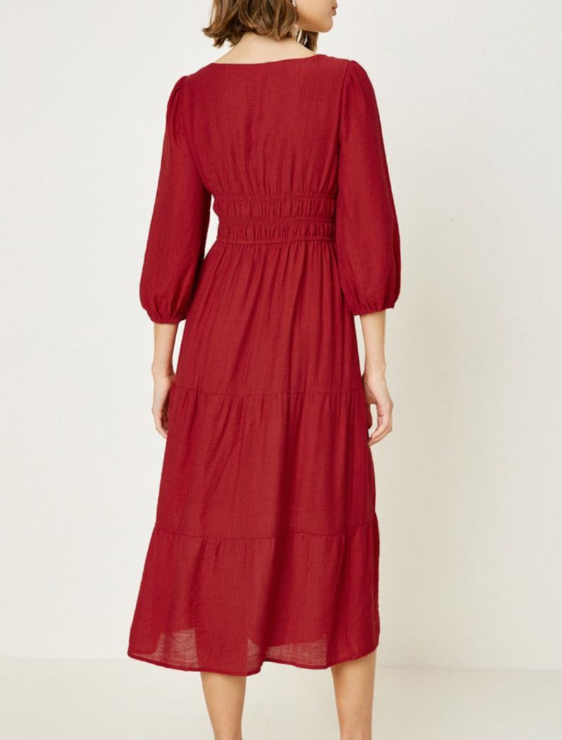 Red Midi Dress Evening Dress Romantic Date Night Dress - Etsy