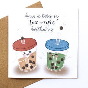 Have a Boba-ly Tea-rrific Birthday Card Boba Card, Cute Bubble Milk Tea ...