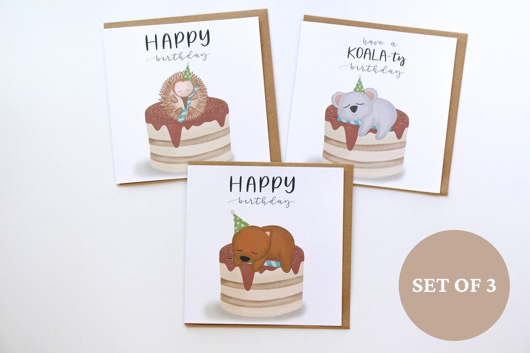 SET OF 3 Aussie Animal Birthday Cards- Bulk Buy, Bulk Set of Cards ...