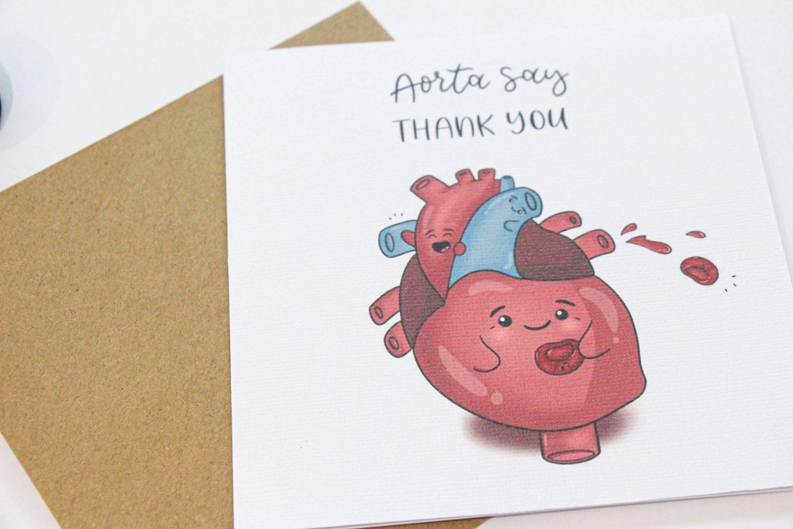 AORTA Say Thank You Medical Punny Cards Cardiac Puns for - Etsy Canada