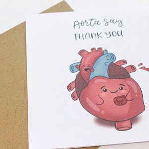 AORTA Say Thank You- Medical Punny Cards, Cardiac Puns, for Medical ...