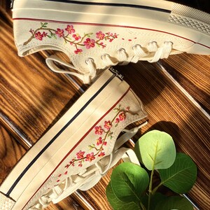 Embroidered Converse/ Custom Converse Chuck Taylor Embroidered Cherry ...