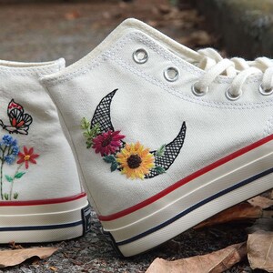 Embroidered Converse Custom Wedding Flowers/custom Converse Chuck ...
