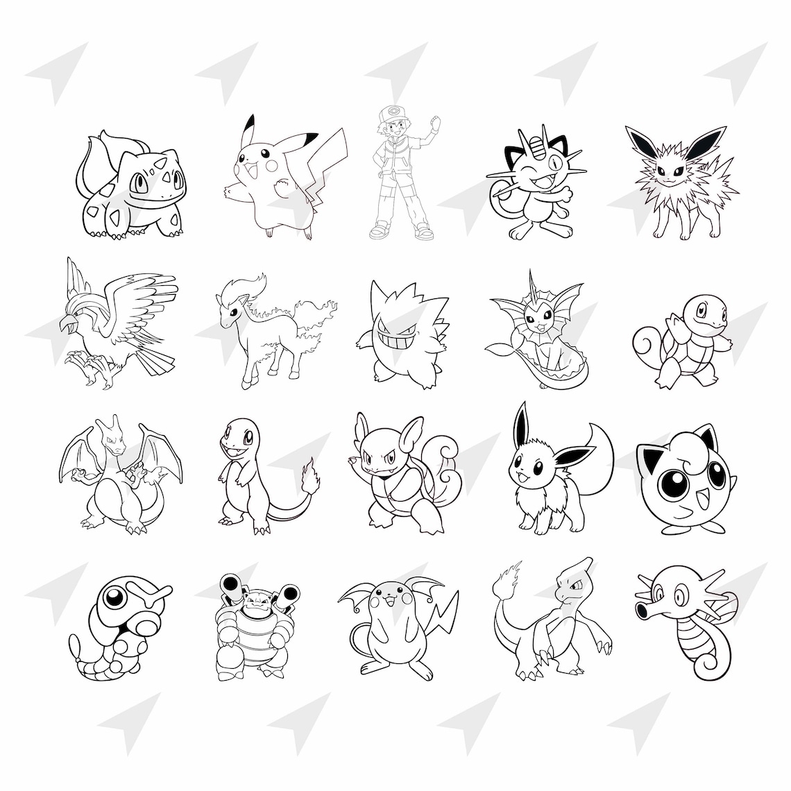Pokemon Outline SVG PNG DXF. Instant download files for | Etsy