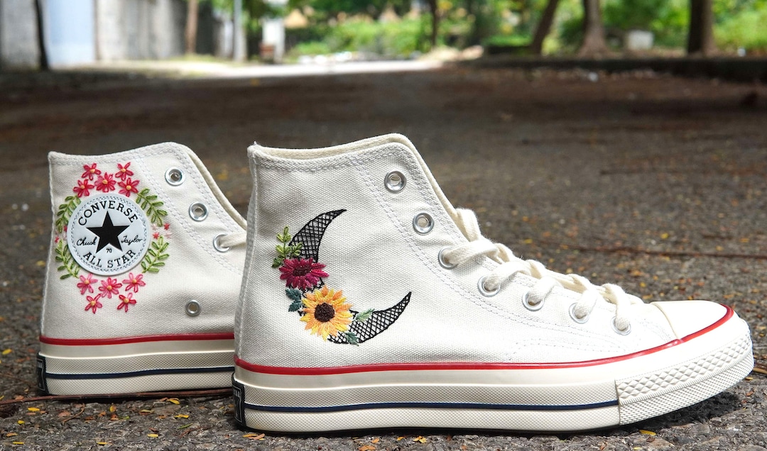 Embroidered Converse Custom Wedding Flowers/custom Converse Chuck ...