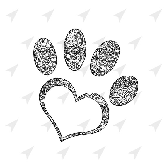 Paw Heart Mandala SVG PNG DXF. Instant download files for | Etsy Paw Heart Mandala SVG PNG DXF. Instant download files for | Etsy
