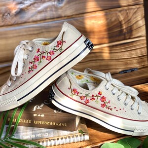 Embroidered Converse/ Custom Converse Chuck Taylor Embroidered Cherry ...