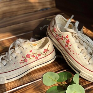 Embroidered Converse/ Custom Converse Chuck Taylor Embroidered Cherry ...