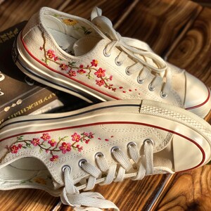 Embroidered Converse/ Custom Converse Chuck Taylor Embroidered Cherry ...