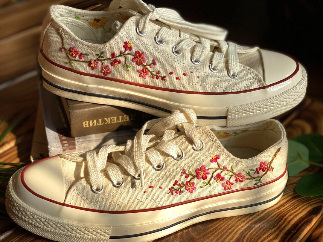Embroidered Converse/ Custom Converse Chuck Taylor Embroidered Cherry ...