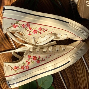 Embroidered Converse/ Custom Converse Chuck Taylor Embroidered Cherry ...