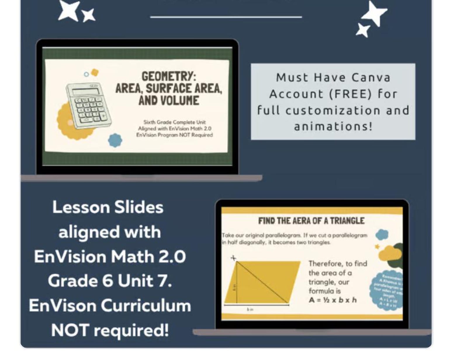 Geometry Grade 6 Unit - Envision Math 2.0 Unit 7 Aligned | Area ...