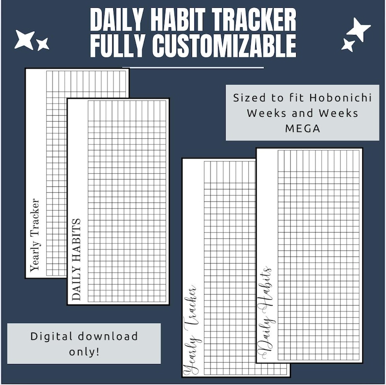 Yearly Habit Tracker | Hobonichi Weeks & Weeks MEGA | Printable Pencil ...