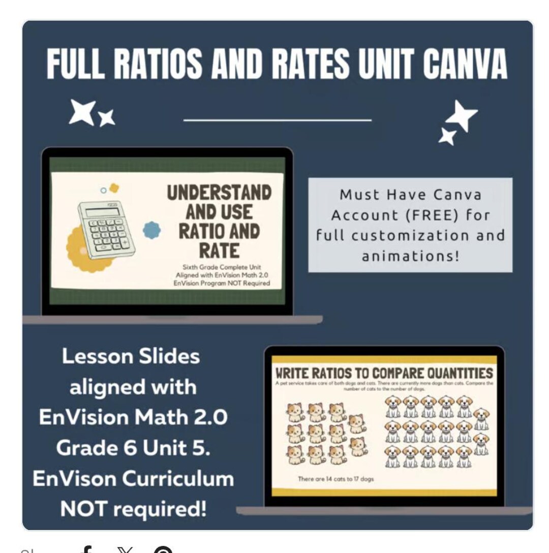 Ratios and Rates Grade 6 Unit - Envision Math 2.0 Unit 5 Aligned ...
