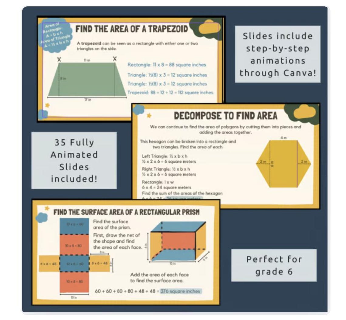 Geometry Grade 6 Unit - Envision Math 2.0 Unit 7 Aligned | Area ...