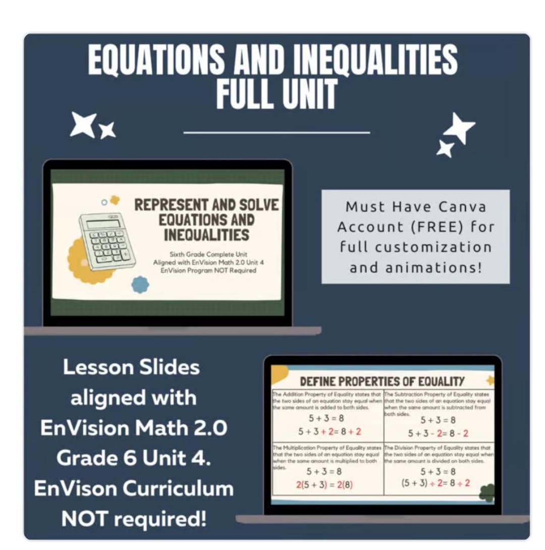 Understand Equations and Inequalities Grade 6 Unit - Envision 2.0 Unit ...