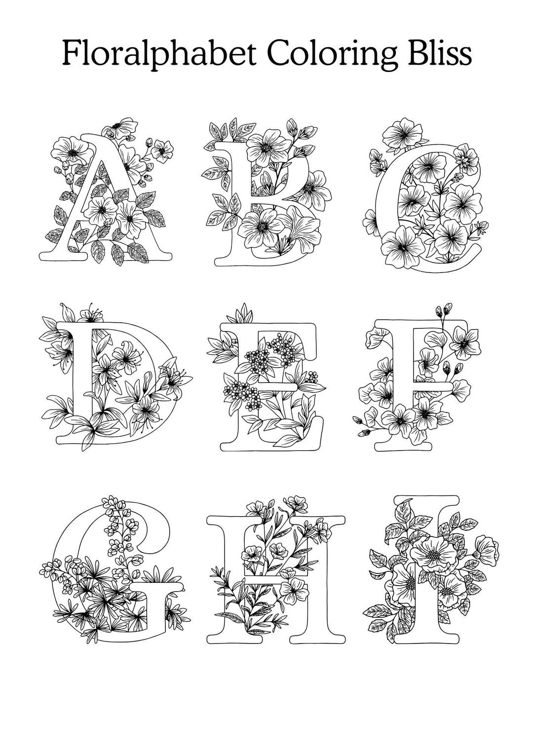 Floral Alphabet Coloring Book - Etsy