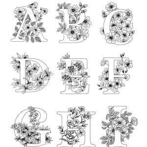 Floral Alphabet Coloring Book - Etsy