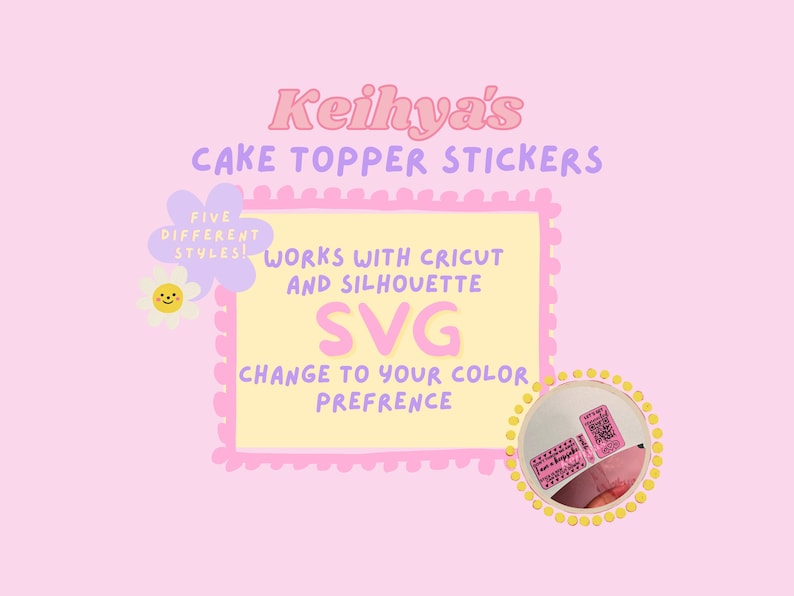 Cake Topper Stickers, SVG Cricut Silhouette - Etsy