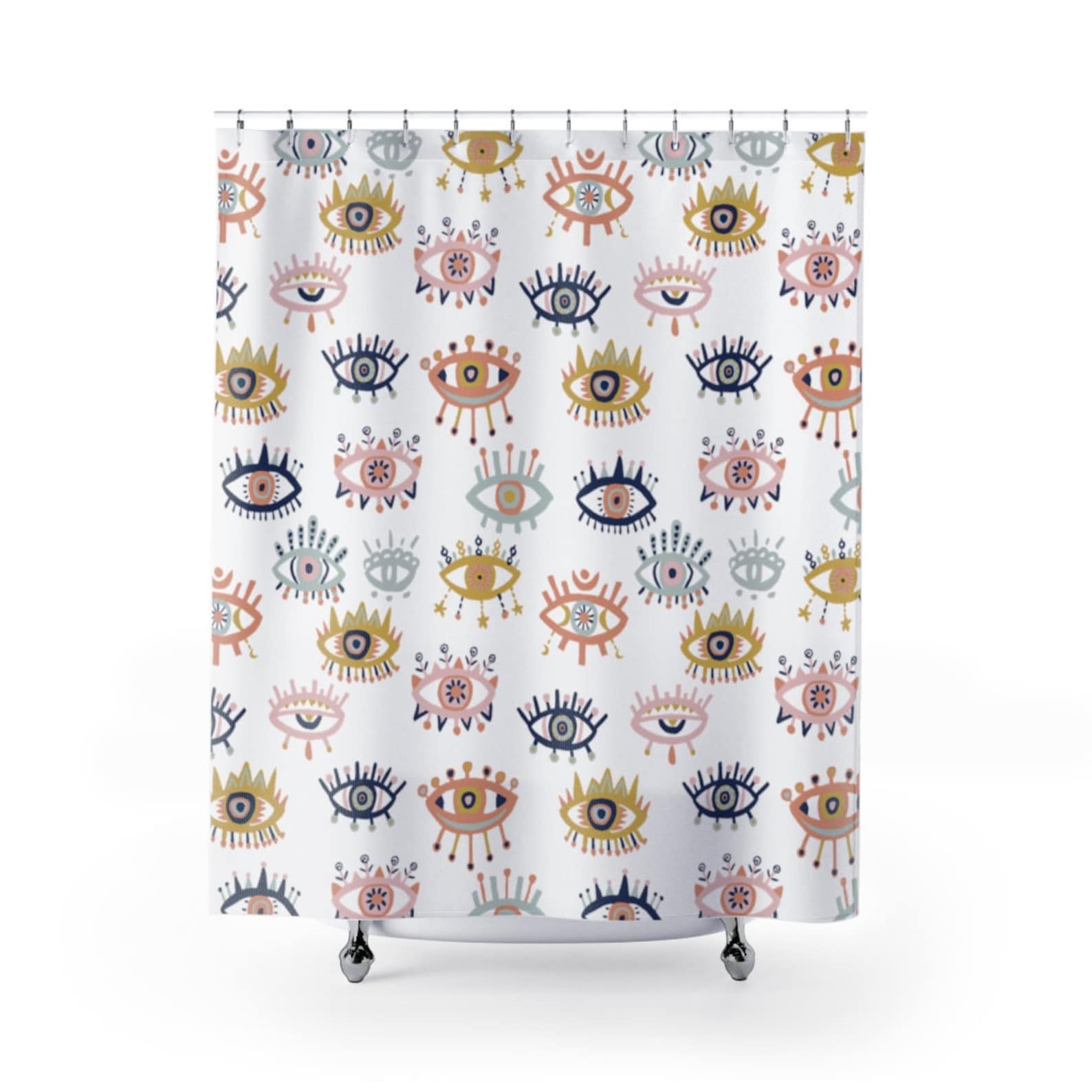 Hamsa Evil Eyes Spirit Shower Curtain - Hippie Bathroom Decor, Modern ...