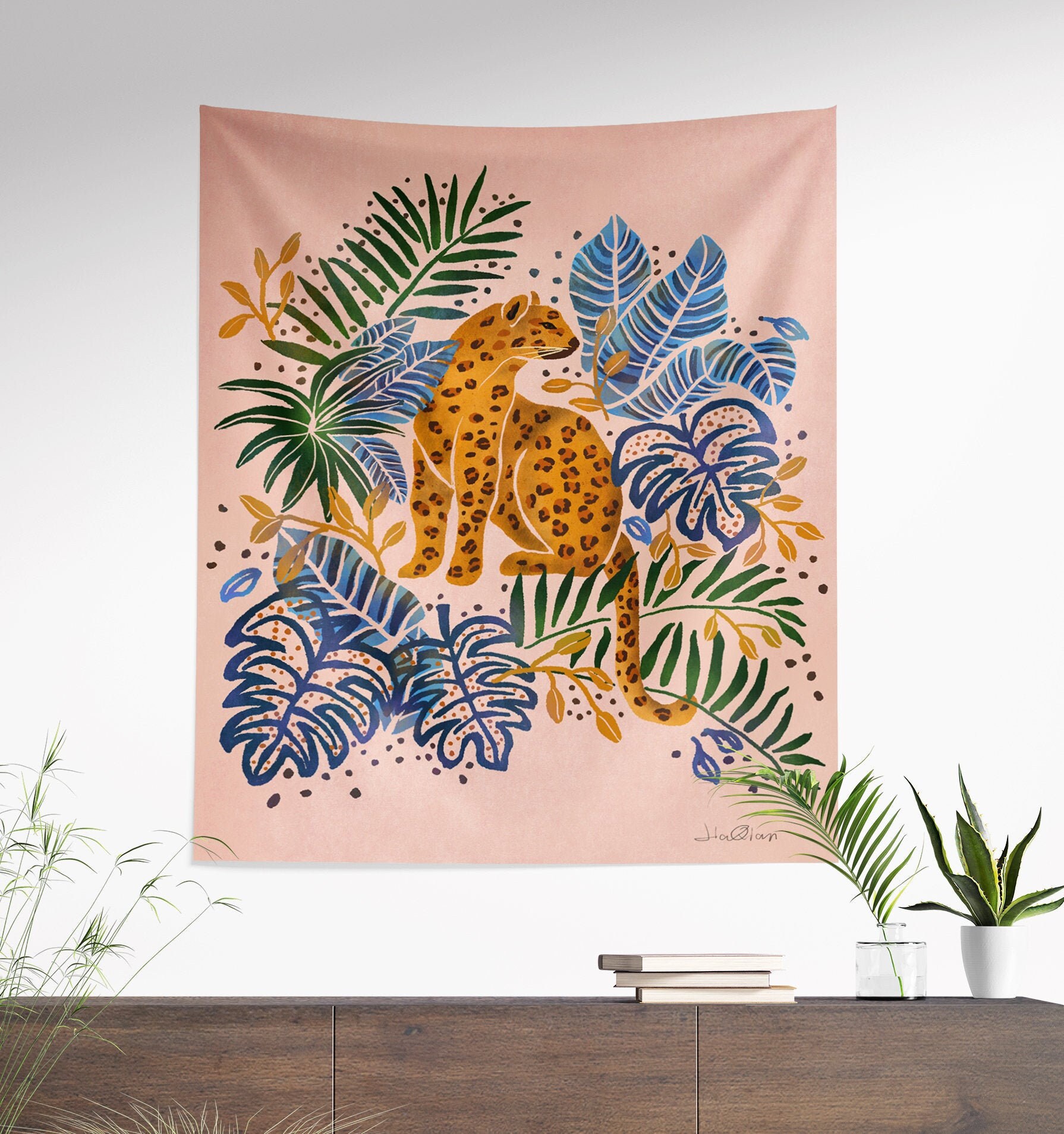 Leopard Tapestry Boho Bedroom Decor Colorful Pink Wall - Etsy UK