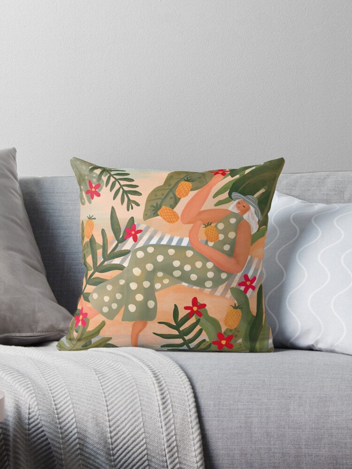 Flower and Plants Pillow Trees Pillow Tropical Beach Pillow | Etsy