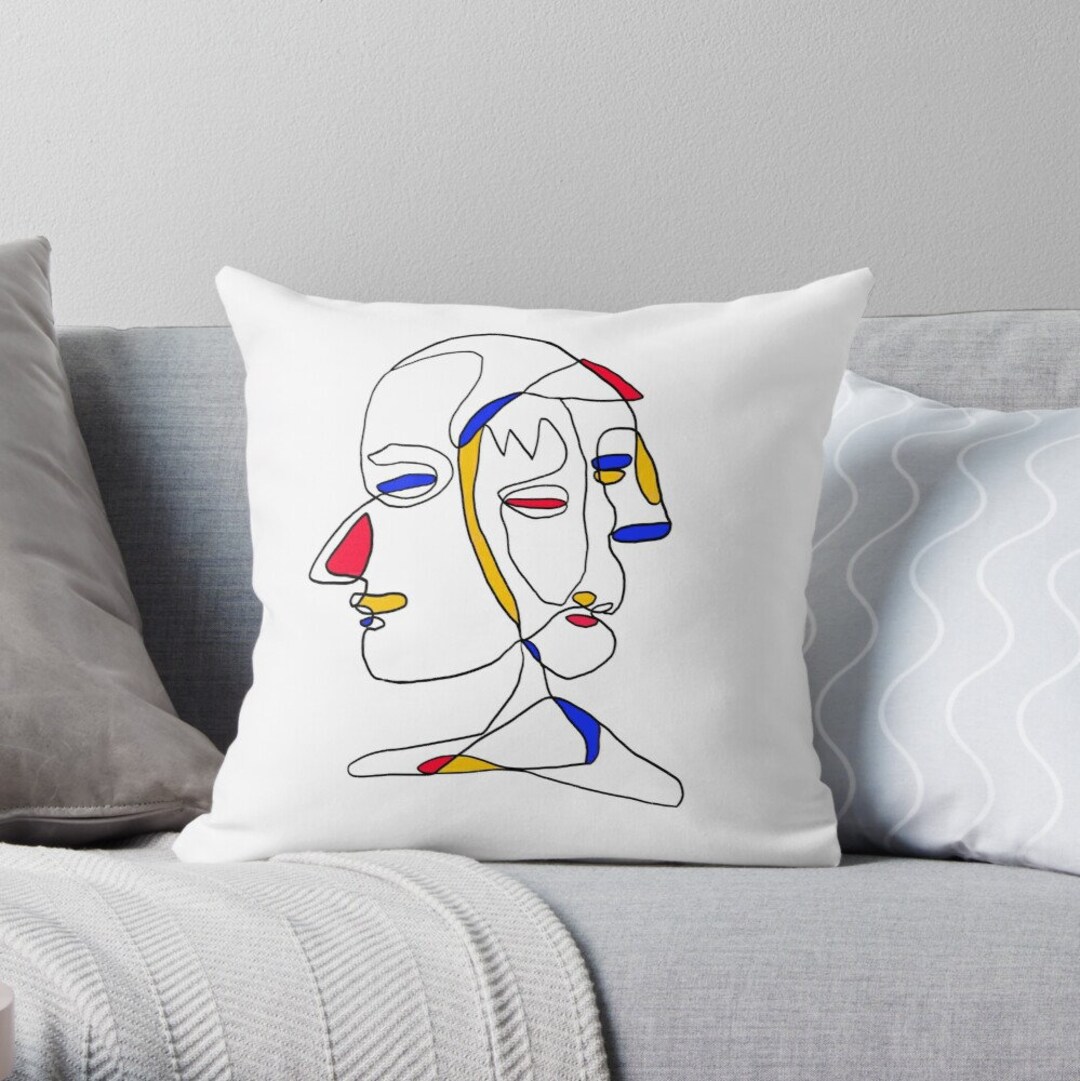 Abstract Face Pillow, Modern Art Pillow, Boho Single Line Art Pillow ...