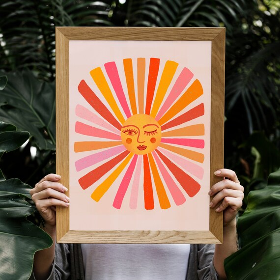 Sun Print Sunshine Poster Sun Art Bohemian Decor Sun Wall - Etsy