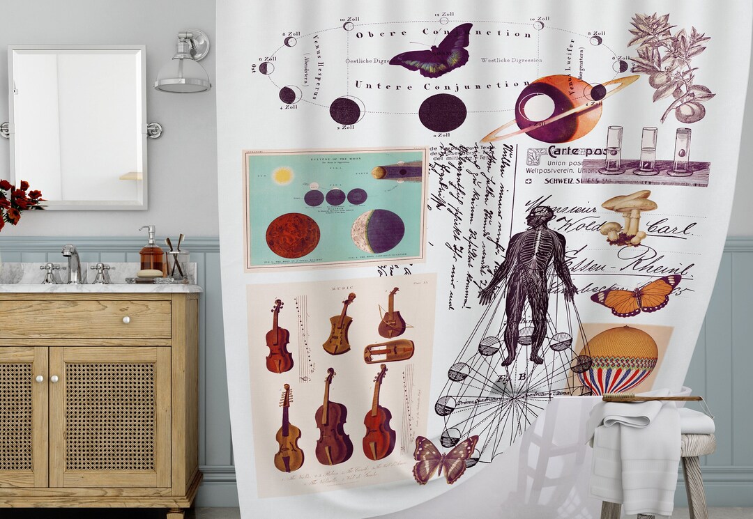 Science Shower Curtain, Physics Bath Curtain, Bohemian Bathroom Curtain ...