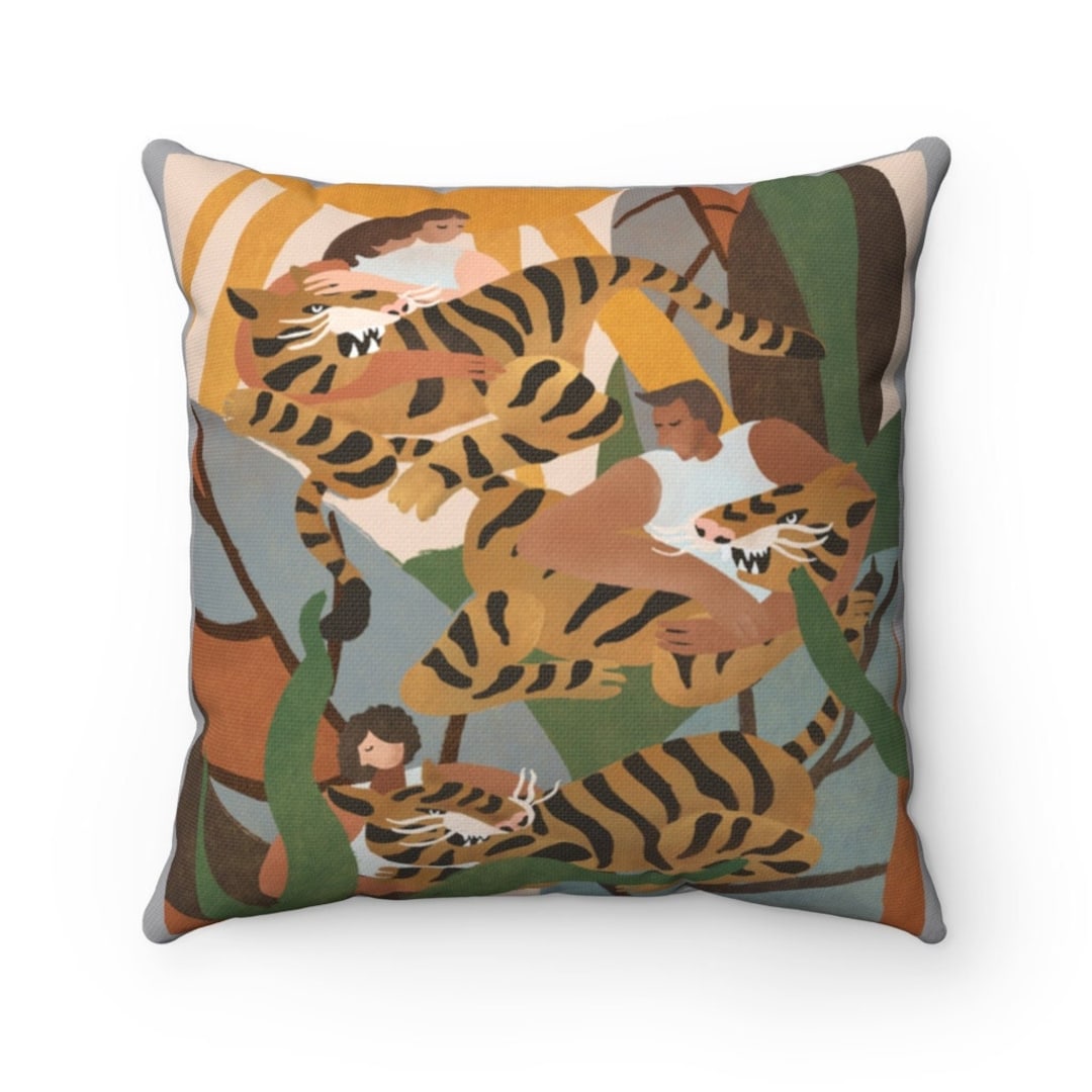 Tiger Pillow Case, Tigers Print, Boho Living Room Decor, Animal Pattern ...