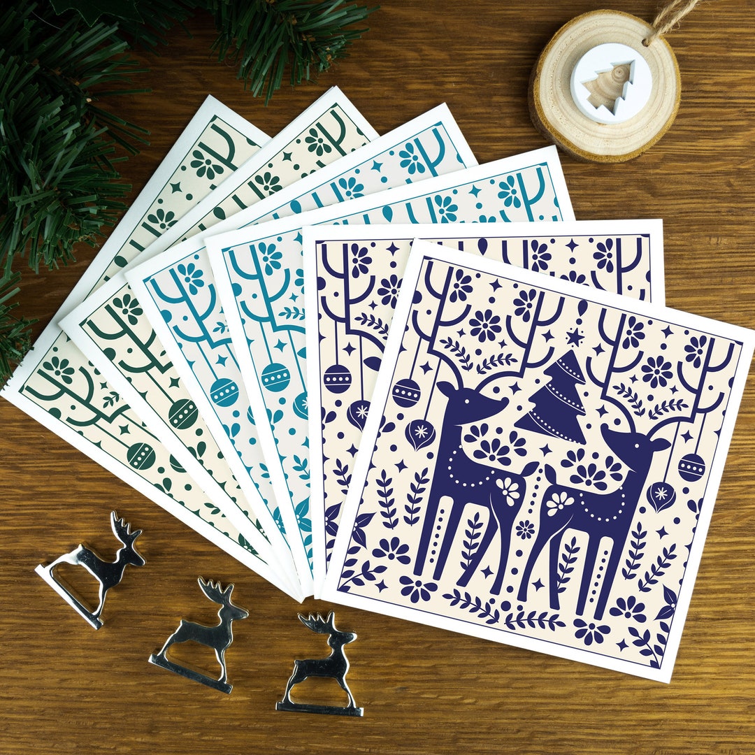 Luxury Scandinavian Christmas Card Set, Nordic Xmas Card Pack ...