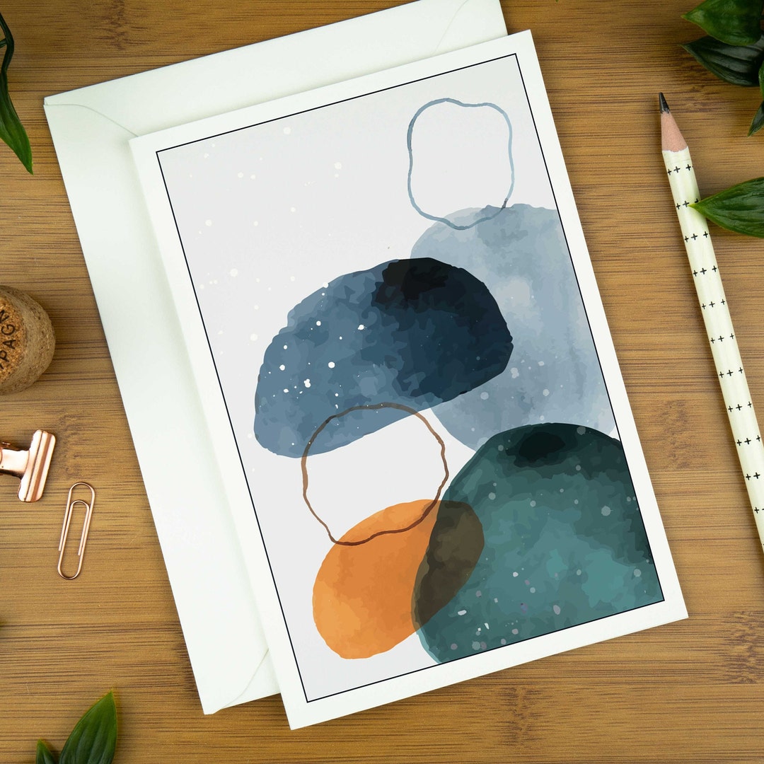 Abstract Art Greeting Card, Art Print Birthday Card for Her, Thank You ...